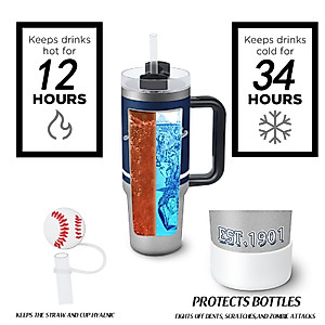 Veminei Tumbler 30oz Straight Skinny Car Cups With Insulated Cup Sleeve Portable Handle, Sports Travel Coffee Mug, Stainless Steel, Insulated,Classic Collection Gifts for Fans