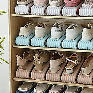 Cabilock Shoe Shelf Shoe Shelf Shoe Hanger 4pcs Shoe Slots Organizer Adjustable Shoe Stacker Space Saver Shoe Rack Holder for Closet Organization (Random Color) Shoe Holders Shoe Cabinet Shoe Cabinet