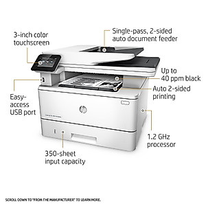 HP LaserJet Pro M426fdn Multifunction Laser Printer with Built-in Ethernet & Duplex Printing (F6W14A) (Renewed)