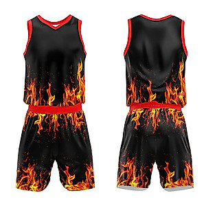 Custom Basketball Jersey for Men Women Adult Youth Print Name Number Logo (Flame)