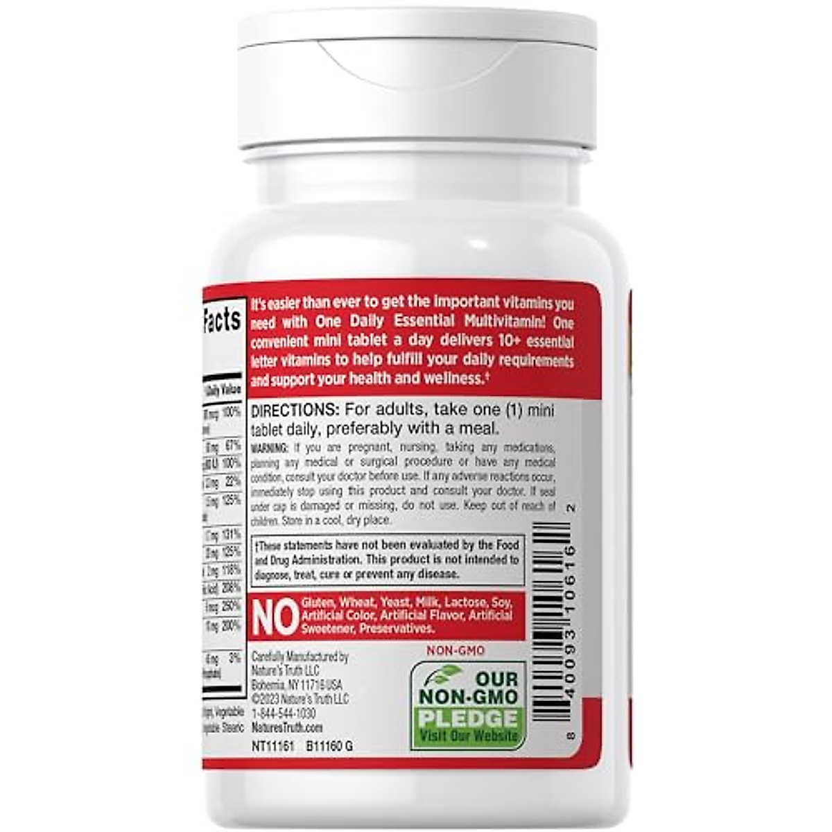 One Daily Multivitamin | 100 Mini Tablets | Non-GMO & Gluten Free Supplement | for Men and Women | by Nature's Truth