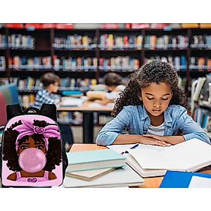 AHHXQQN African girl three piece backpack set cute black girl backpack suitable for teenage female students 16 inches