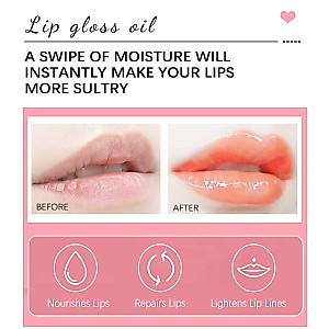 WFWJ 2 Pcs Hydrating Lip Glow Oil,Plumping Lip Oil,Tinted Lip Balm Lip Care,Moisturizing Lip Gloss,Lip Plumper Gloss Make Lips Fuller and Moisturizing(#015 Cherry)