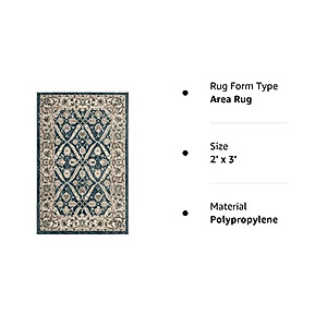 SAFAVIEH Sofia Collection 2' x 3' Blue / Beige SOF378C Vintage Oriental Distressed Non-Shedding Living Room Bedroom Accent Rug