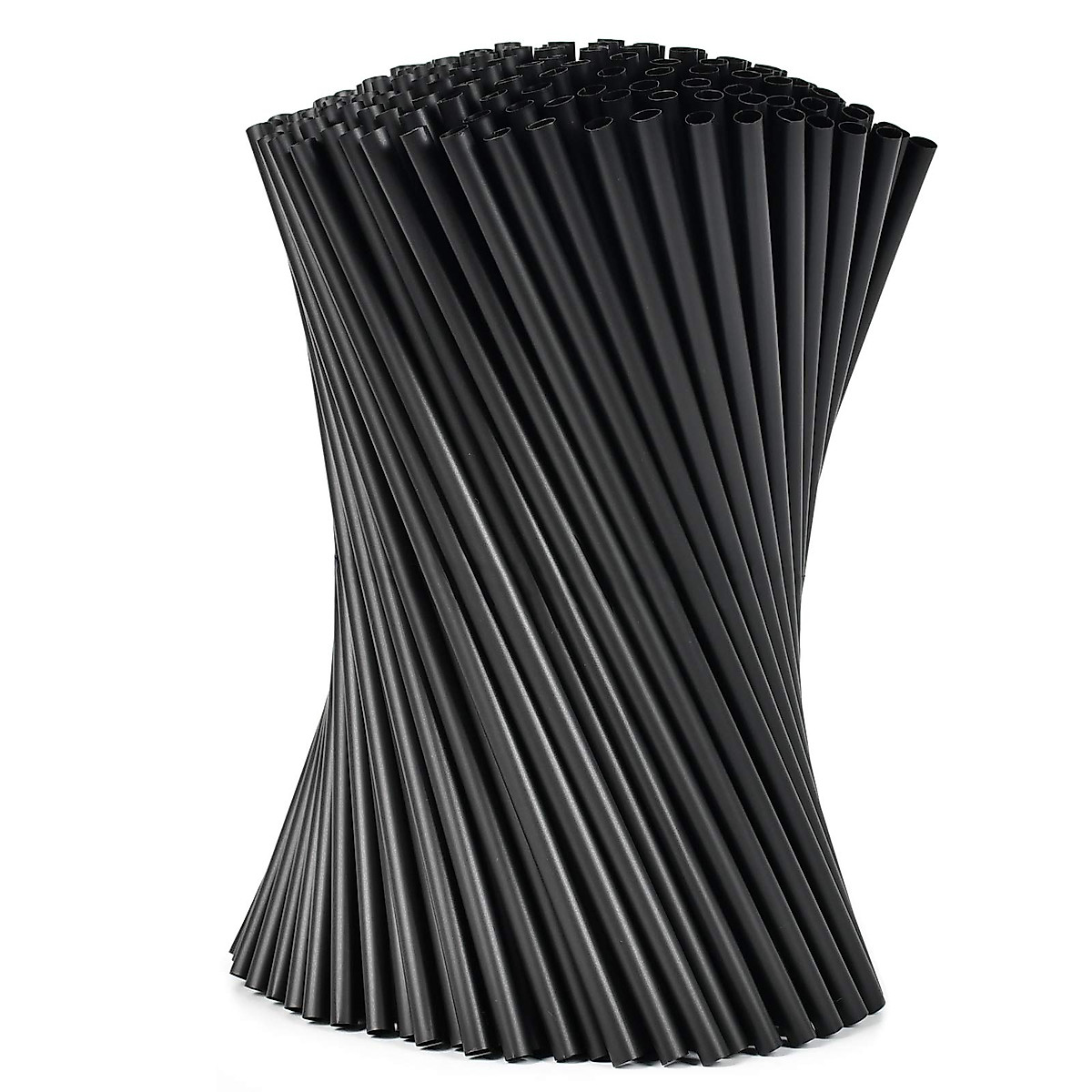 Plasticless 100 Pcs PLA Disposable Drinking Straws Corn Plant Based Biodegradable Straws, BPA Free Compostable Stir Sticks Black Straws, Reusable Straws Alternative to Plastic Straws for Party Drinks