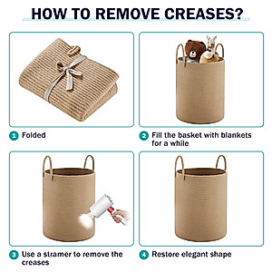 Jute Rope Woven Laundry Hamper Basket by YOUDENOVA, 58L Tall Laundry Basket, Baby Nursery Hamper for Blanket Storage, Clothes Hamper for Laundry in Bedroom-Large-Jute