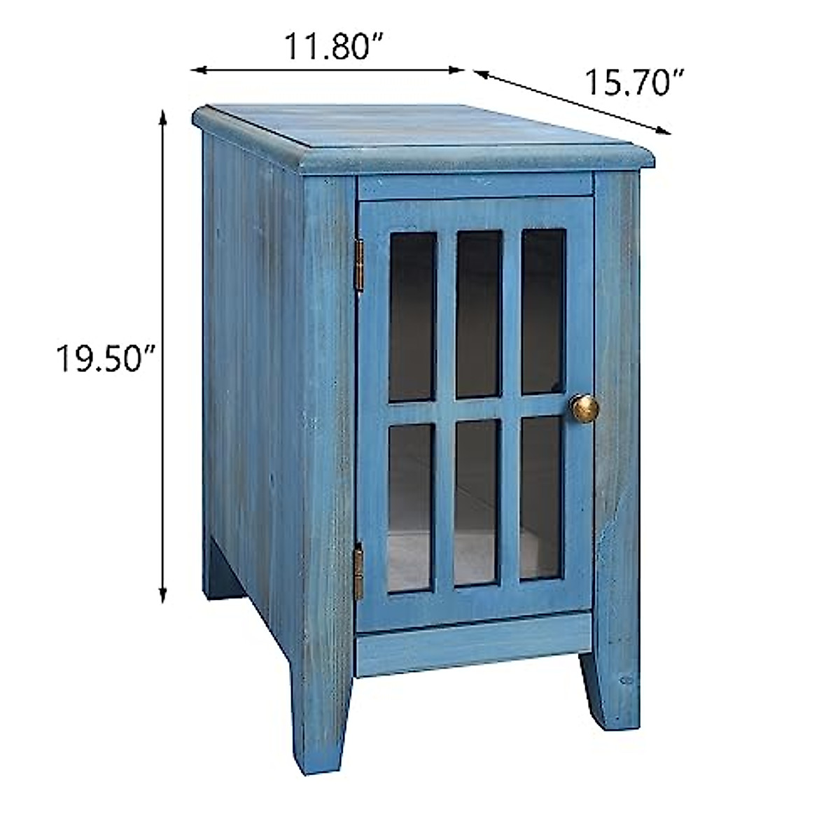Hoeneo Nightstands Farmhouse Nightstand Bedside Table with Storage, Narrow End Side Table, Strong and Sturdy Easy Assembly Vintage Blue 15.7"X11.8"X19.5"