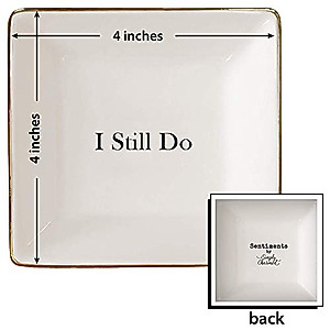 Simply Charmed I Still Do Gift for Wife or Husband – Ceramic Jewelry Dish or Ring Holder – Elegant Trinket Tray