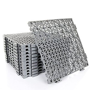GLEEJON 12PCS Interlocking Soft PVC Flooring Tiles Mat, 12 x 12 Inch No-Slip Rubber Splicing Pool Patio Rugged Mats for Floor, Modular Interlocking Cushion Tiles Drainage Mats for Outdoor and Indoor