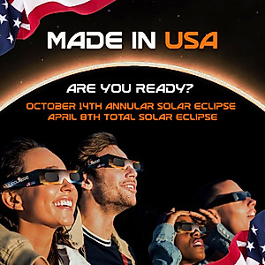 AAA Eclipse (50 PACK Solar Eclipse Glasses - AAS Approved 2024 - Made in USA - ISO Certified 12312-2 & CE Certfied Direct Solar Eclipse Viewing Glasses