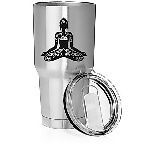 Smooth Body Tumbler Stainless Steel Vacuum Insulated Travel Mug Cup Gift Buddha Yoga lotus (30 oz, Stainless Steel)