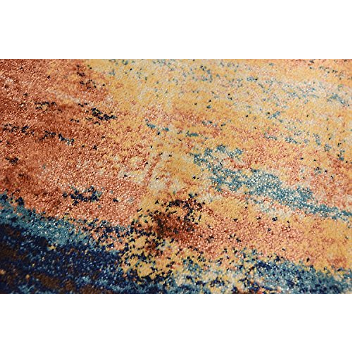 Unique Loom Mystic Collection Over-Dyed Abstract, Mid-Century Modern, Rustic Area Rug, 2' 0" x 6' 0", Peach/Beige