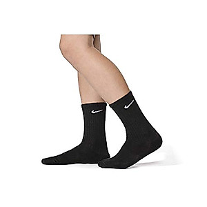 Nike Kids' Performance Cushioned Crew Training Socks (6 Pair) (as1, alpha, s, regular, Black/White, Small)