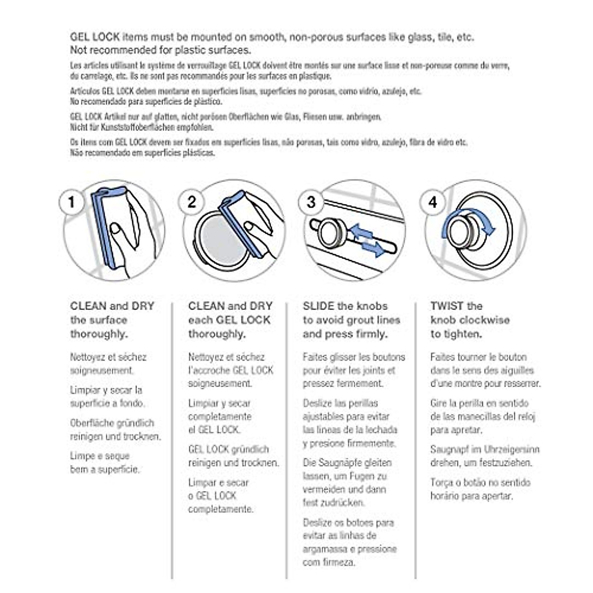 Umbra Flex Shower Storage Accessories with Patented Gel-Lock Technology Suction Cup, 5.8170000000000002 x 7.7469999999999999 x 6.1470000000000002 cm, White (Pack of 2)