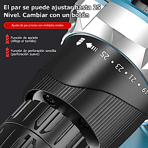 DEWIN Cordless Power Drill Set, 21V Electric Drill with Battery and Charger, 2 Variable Speed, 24 piece tool Portable Drill With tool box blue