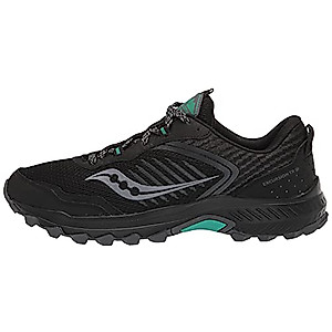 Saucony Women's Excursion TR15 Trail Running Shoe, Black/Jade, 8.5 Wide