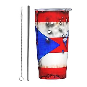 VKKOEWL Puerto Rico flag Stainless Steel Insulated Tumbler 20 Oz Travel Water Bottle Coffee Mug Drink Cup With Lid Straw