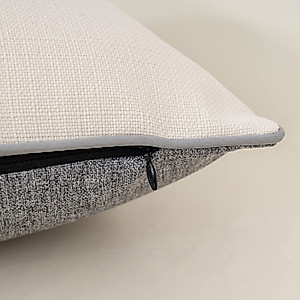 Yangest Patchwork Pillow Cover 12x20 Inch Luxury Cotton and Linen Cushion Cover Rectangle Pillowcover for Couch Bedroom Living Room,Gray