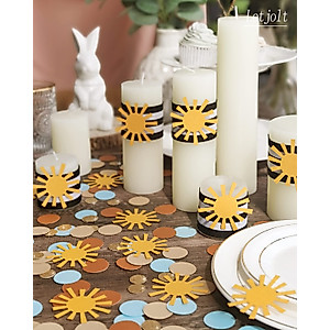 Golden Brown Blue Sunny Dots Confetti Boy Birthday Baby Shower Scatter Table Decoration for First Trip Around the Sun Theme Party Bridal Shower Party Boho Wedding Classroom Nursery Supplies 150 Pcs