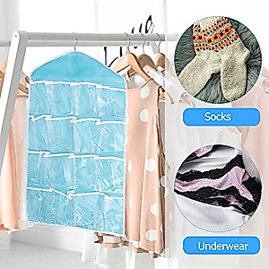 iplusmile Shoe Organizer Over The Door Shoe Rack Clear Over Door Hanging Bag Shoe Organizer Pockets with 16 Pockets Hanging Closet Door (Blue)
