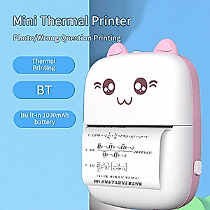 KGG Portable Mini Printer Pocket Wireless Bluetooth Thermal Printers with 9 Rolls Printing Paper for Photo Receipt Label Memo Wrong Question Notes QR Code Inkless Printing with iOS Android APP Pink