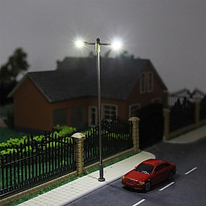LQS12W 10pcs Model Railway Train Lamp Post Street Bright White Lights HO OO Scale LEDs New