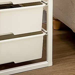 HOMCOM Dresser Storage Drawers with 6 Plastic Bins and Steel Frame, Crafting Bins for Living Room, Bedroom, White