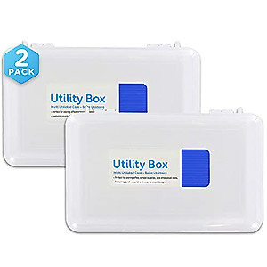 Emraw Multipurpose Clear Utility Storage Box Portable Organizer Case Perfect for Storing School, Office, Arts & Crafts Supplies Pack of 2