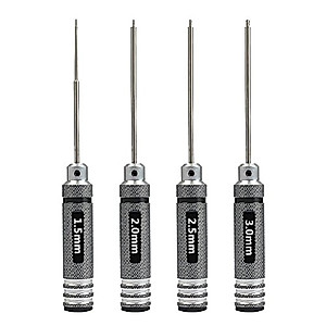 OFNMY 4pcs Hex Screw Driver Tools Kit Set 1.5mm 2.0mm 2.5mm 3.0mm Metric RC Helicopter Screw driver