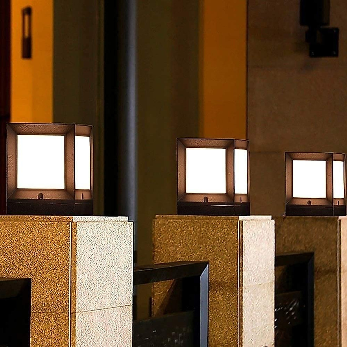 CGJDZMD Outdoor Column Lights, E27 Post Light Fixture IP55 Waterproof Head Lamp Square Fence Guardrail Modern Minimalist Garden Villa Floor Pillar Lantern¡­, M