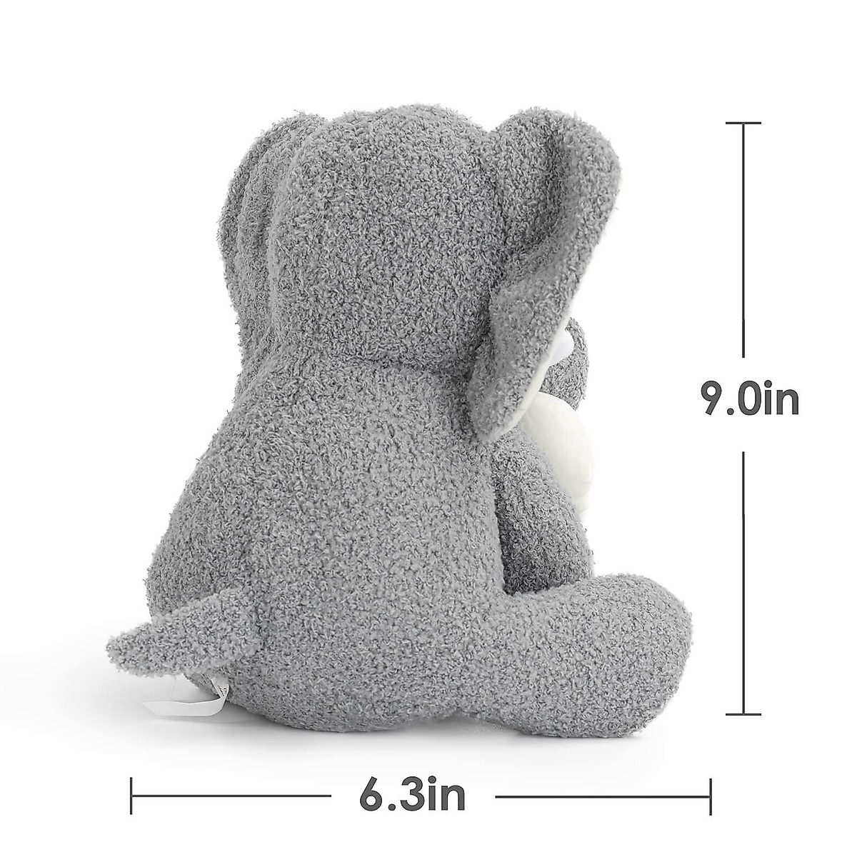 MODIFYI Plush Toys, Gift Toy, Huggable Elephant Stuffed Animal Toy, Hugging A Heart-Shaped Toy, Soft and Lovely Plush Puppy, Washable, Suitable for Newborns, Toddlers, Kids, Multi, Grey, 9"