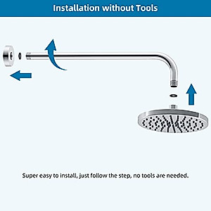Hibbent 16 Inch All Metal Shower Extension Arm, Extra Long Shower Arm with Flange, Stainless Steel Rainfall Shower Arm Water Outlet, Wall Mounted Shower Head Extender Arm, Chrome