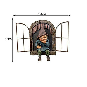 JTZXJJX Elf Out The Door Tree Hugger, Garden Statue Gnome Resin Gnome Figurine, Hanging Garden Gnomes Tree Gnome Decoration for Patio Lawn Ornament (Women)