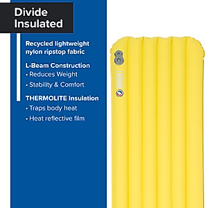 Big Agnes Divide Insulated | Lightweight, Compact, 3-Season Air Chamber Sleeping Pad, Wide Regular, Warm Olive