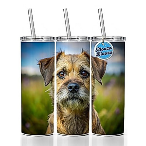 Border Terrier Dog Photo Skinny Tumbler 20oz with Straw Insulated Water Bottle Gift