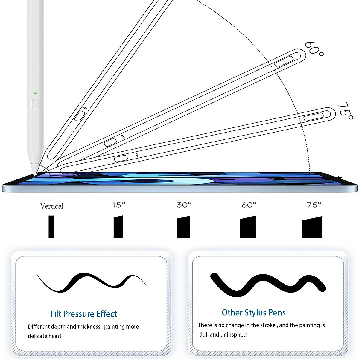 Stylus Pen for iPad 9th&10th Generation Palm Rejection with Pen Case Magnetic Stylus for Apple Pencil,Pen for Apple iPad Compatible with (2018-2023) iPad Pro 11&12.9 inch, ipad 9th Gen