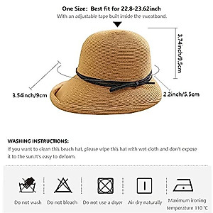 Womens Wide Brim Sun Hat,Elegant Structured Curved Fedora Floppy Beach Straw Hat, UPF50+ Beige