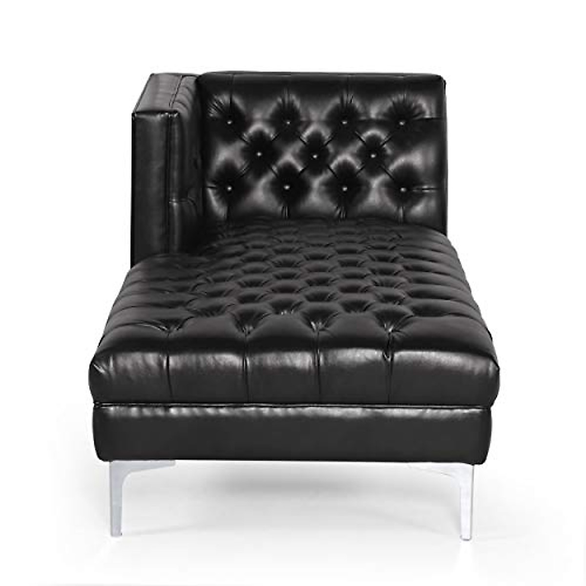 Christopher Knight Home Tignall Chaise Lounge, Midnight Black + Silver