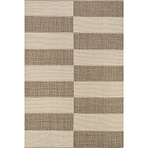 Rugs USA x Lauren Liess Boxelder Checked Cotton Area Rug, 9' x 12', Sand
