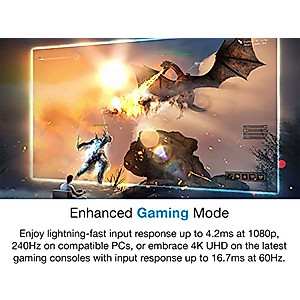 Optoma UHD35x True 4K UHD Gaming Projector | 3,600 Lumens | 4.2ms Response Time at 1080p with Enhanced Gaming Mode | 240Hz Refresh Rate | HDR10 & HLG