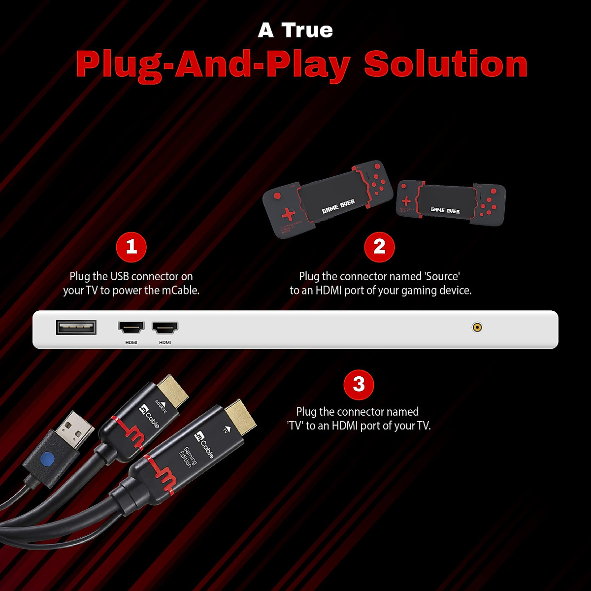 Marseille mClassic Plug-and-Play Video Game Console and mCable Gaming Edition 6-Foot Smart HDMI Holiday Bundle