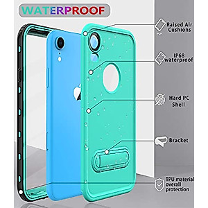 Diverbox for iPhone Xr Case Waterproof,Shockproof Dustproof IP68 Full-Body Sturdy with Kickstand Case Built-in Screen Protector,Underwater Full Sealed Cover Protective for iPhone Xr (Teal)