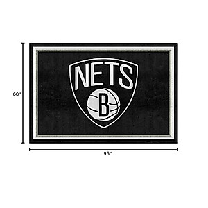 FANMATS 9339 Brooklyn Nets 5ft. x 8 ft. Plush Area Rug