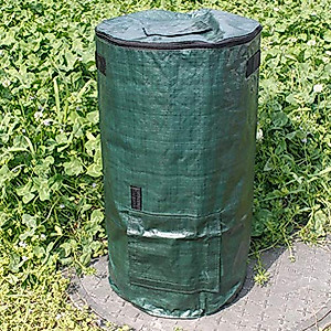 Compost Bin Bag, Composter PE Trash Can for Garden and Yard Reusable Garden Yard Waste Bag Fast Creation of Fertile Soil Large Capacity Organic Compost Bin (272)