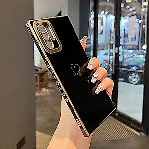 ZTOFEAR Compatible for Samsung Galaxy Note 10 Pro/Plus,Cute Plating Love Hearts Pattern Case with Camera Lens Protection,Soft TPU Bumper Electroplated Case for Girls Women,Black
