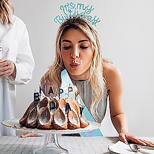 Araluky Blue Happy Birthday Crowns for Women IT'S MY BIRTHDAY Alloy Headband with Its My Birthday Sash and Tiara for Women Birthday Headband Tiaras for Women Girls Parties Favors Costume Birthday Gift