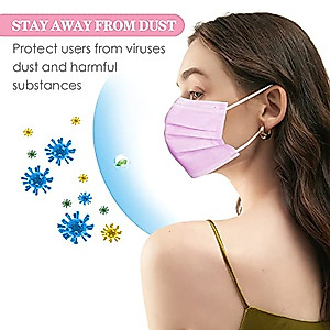 DC-BEAUTIFUL 100 Pcs Pink Disposable 3 Ply Earloop Face Masks,Fit for Adults