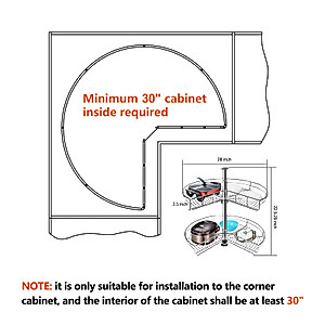 Atposh 28" Kidney Chrome Lazy Susans Kitchen Corner Cabinet Organizer (Not Cabinet Door) 270° 2 Shelf Rotating Storage Rack (28 Inch)