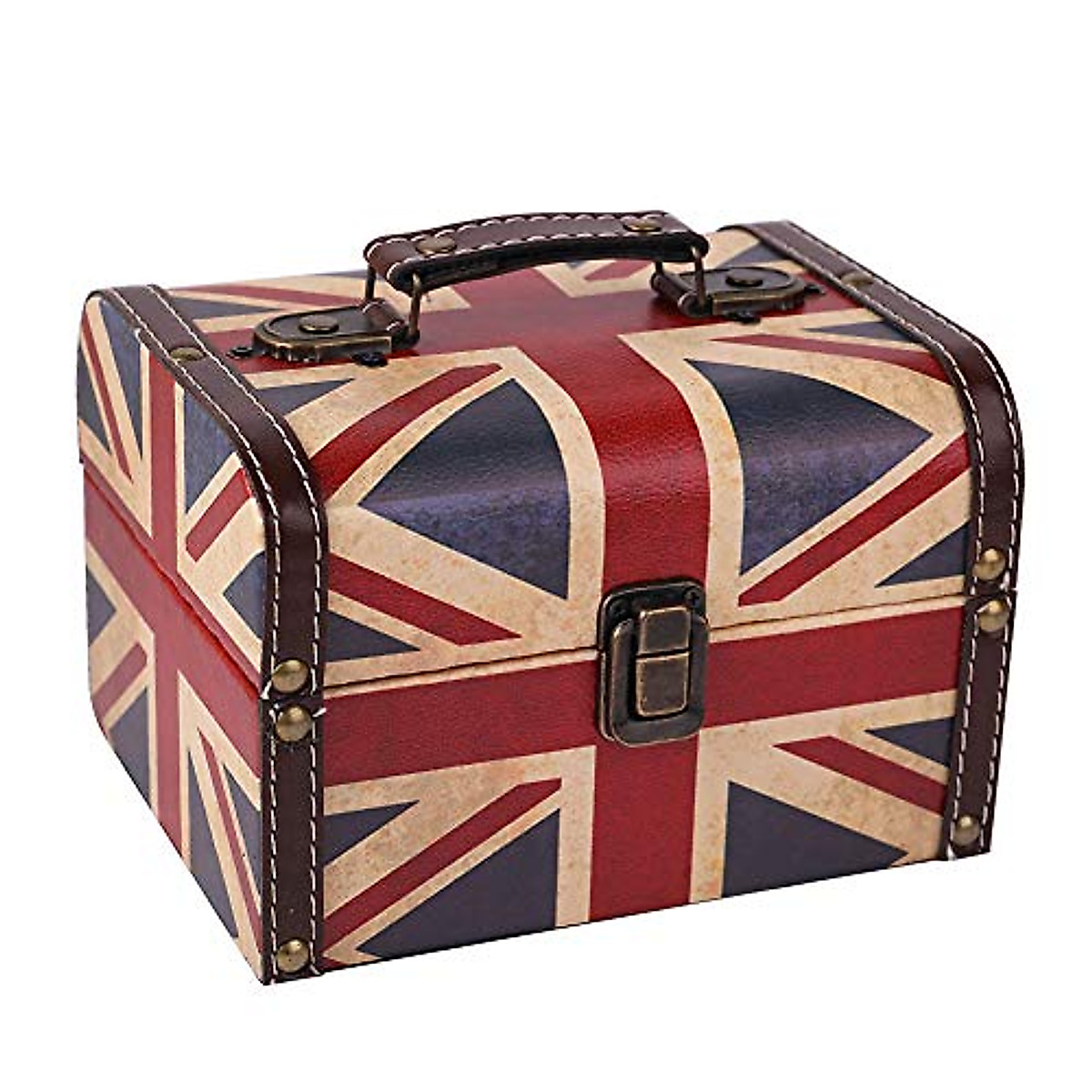 WaaHome Wooden Treasure Boxes Decorative Jewelry Keepsakes Box for Kids Girls Women Gifts (7.1''X5.6''X4.7'')