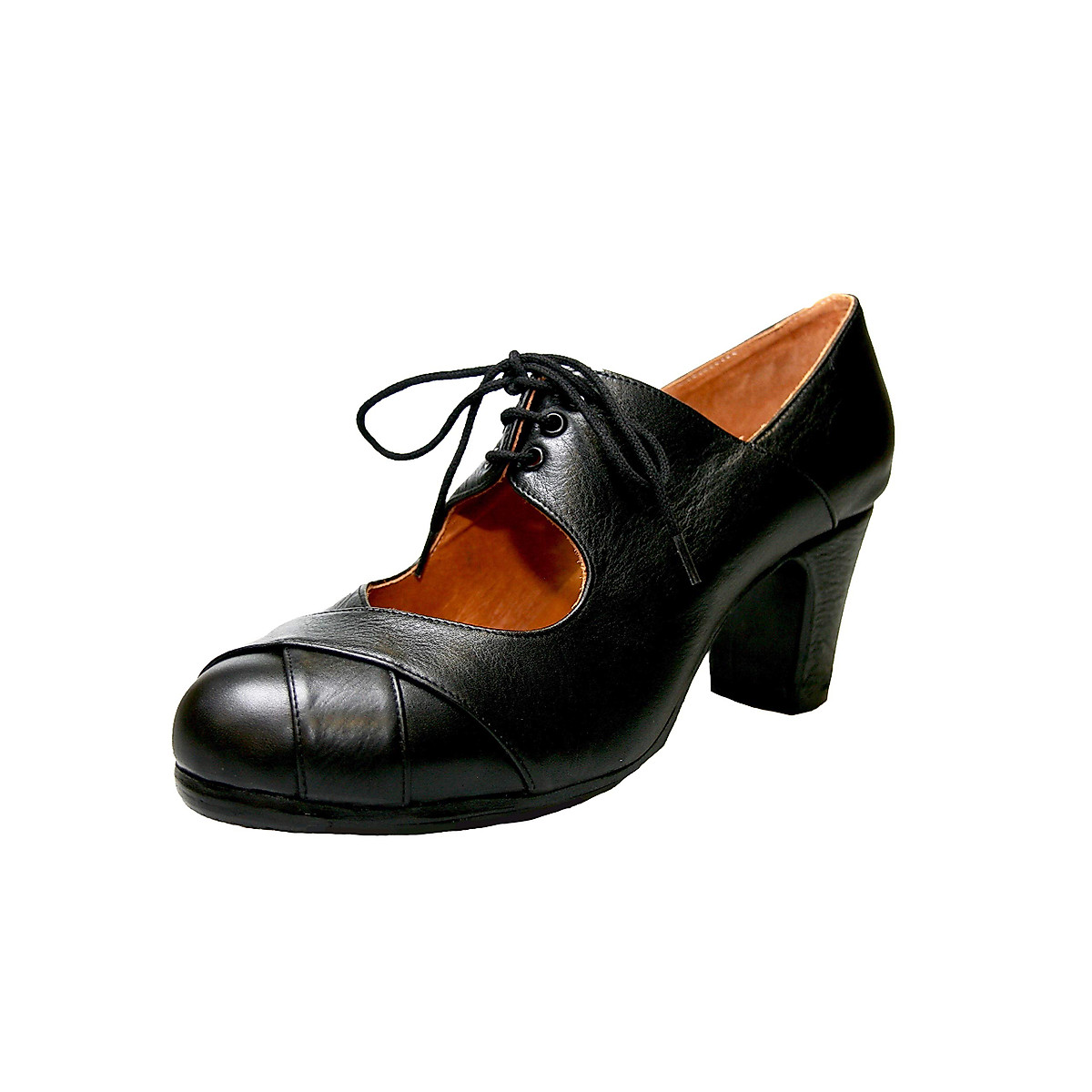 Flamenco Shoes Dance, Model Cale, Woman, Leather, with Nails, Size 8 (39EU), Menkes Black